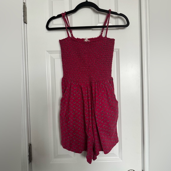 Billabong | Dresses | Billabong Red Floral Romper | Poshmark